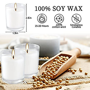 Set of 48 White Votive Candles,Unscented Candles Filled in Clear Glass,Ideal Gift for Weddings,Emergency Lighting,Aromatherapy,Holidays,Meditation,Parties