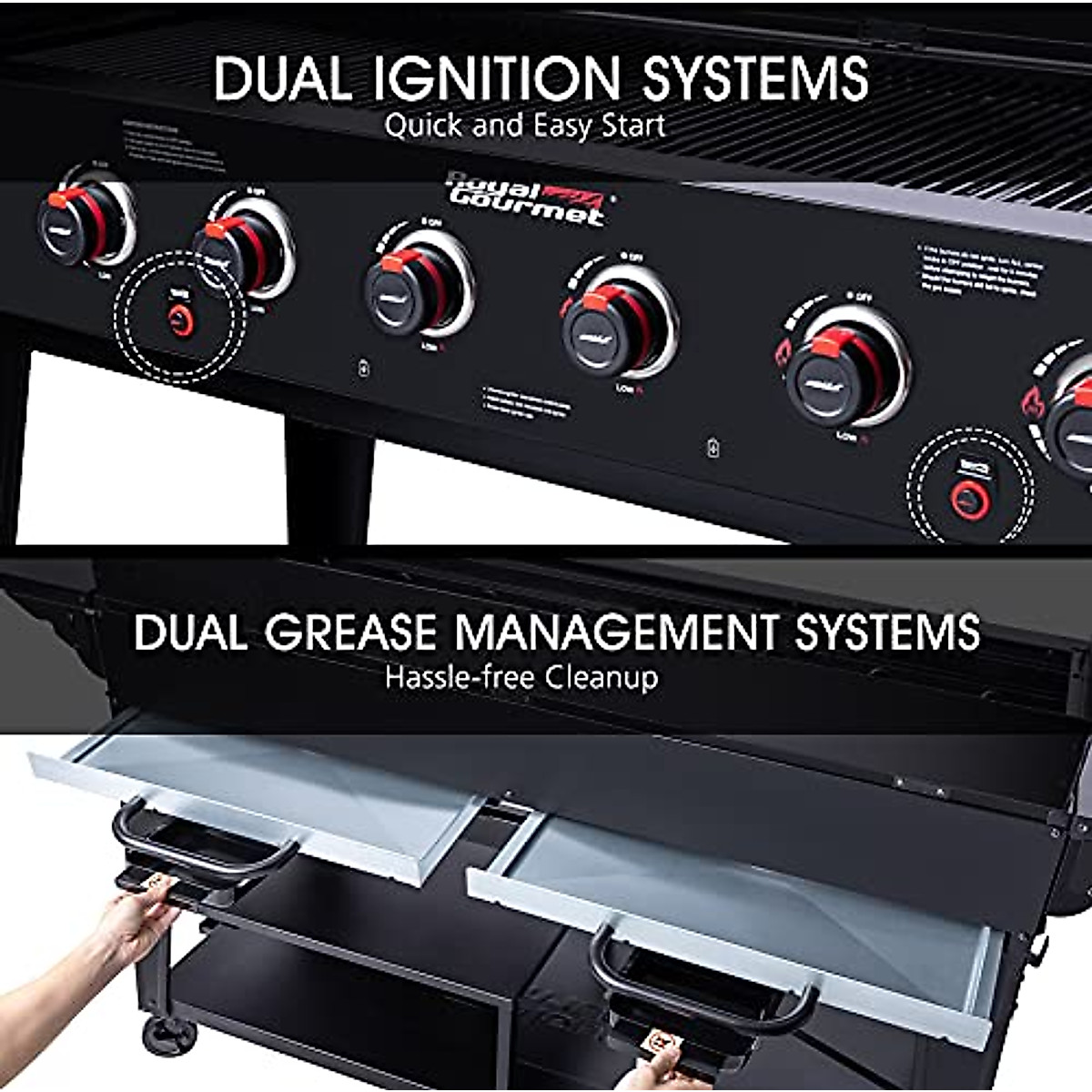 Royal Gourmet GB8003 Flat Top Grills Outdoor Cooking Propane Gas Grill and Griddle Combo, Outdoor Party or Backyard BBQ, Black