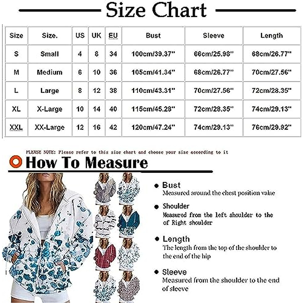 Lausiuoe Grey Zip Up Hoodie Women Oversized Tie Dye Print Hoodie Long Sleeve Drawstring Pullover Tops Loose Casual Sweatshirt For Women(S-XXL)