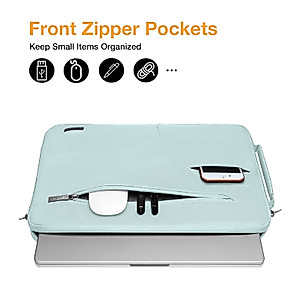 MOSISO Laptop Shoulder Bag Compatible with MacBook Air/Pro,13-13.3 inch Notebook,Compatible with MacBook Pro 14 2023-2021 A2779 M2 A2442 M1, Polyester Briefcase Sleeve with Side Handle, Mint Green