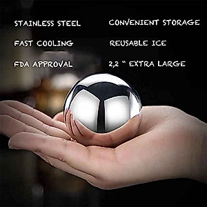 BEZTN Whiskey Stones Metal Ice Cube, Reusable Stainless Steel Silver Balls 2.2", Gifts for Men Dad Husband Boyfriend, Cool Retirement Gifts with Box Packages