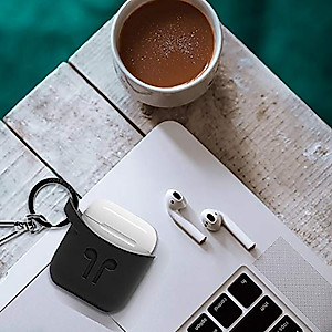 PodPocket Scoop AirPod Storage Case with Protective Translucent Silicone and Impact Protection Midnight Black