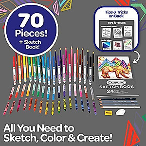Crayola Sketch & Color (70pcs), Art Kit for Kids, Includes Coloring Kit, Art Case & Sketch Book, Gifts for Kids Ages 8+