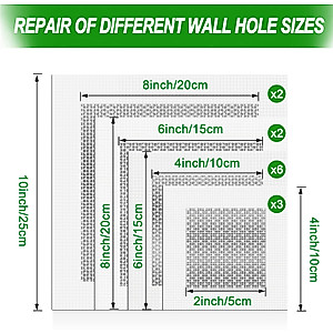 FixBuild Drywall Repair Patch Kit, 13 Piece Aluminum Wall Repair Patch Kit, 2/4/6/8 inch Aluminum Drywall Patch, Quick Fix Plaster Wall