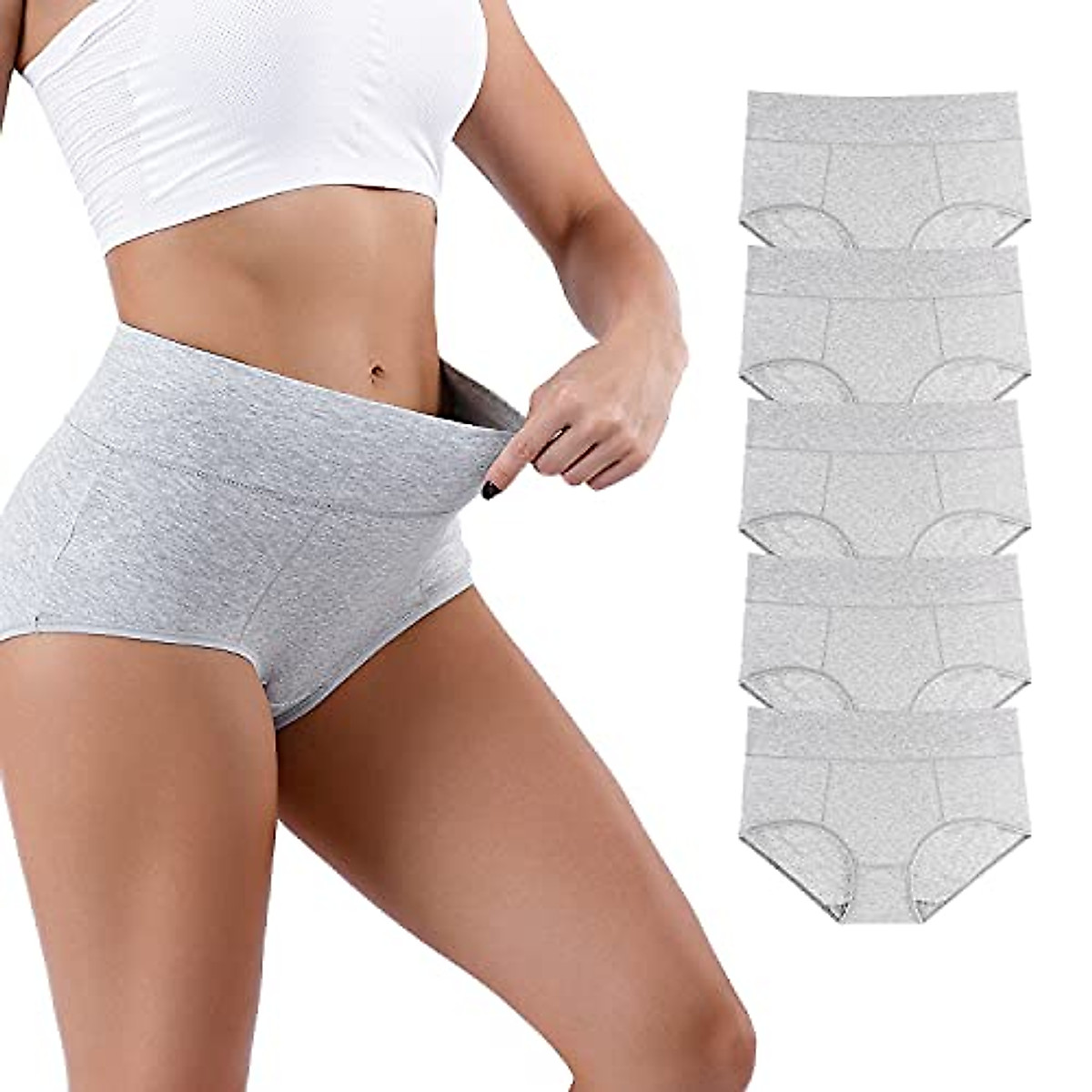 Honzadar Womens High Waist Underwear,Tummy Control briefs,Postpartum Panties,Full Coverage(Regular & Plus Size)
