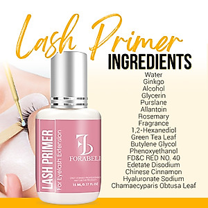 Forabeli Lash Primer 15ml - Boosts Adhesion, Improves Bond Retention, Ideal for Individual and Natural Lashes, Semi-Permanent Eyelash Extension Supplies