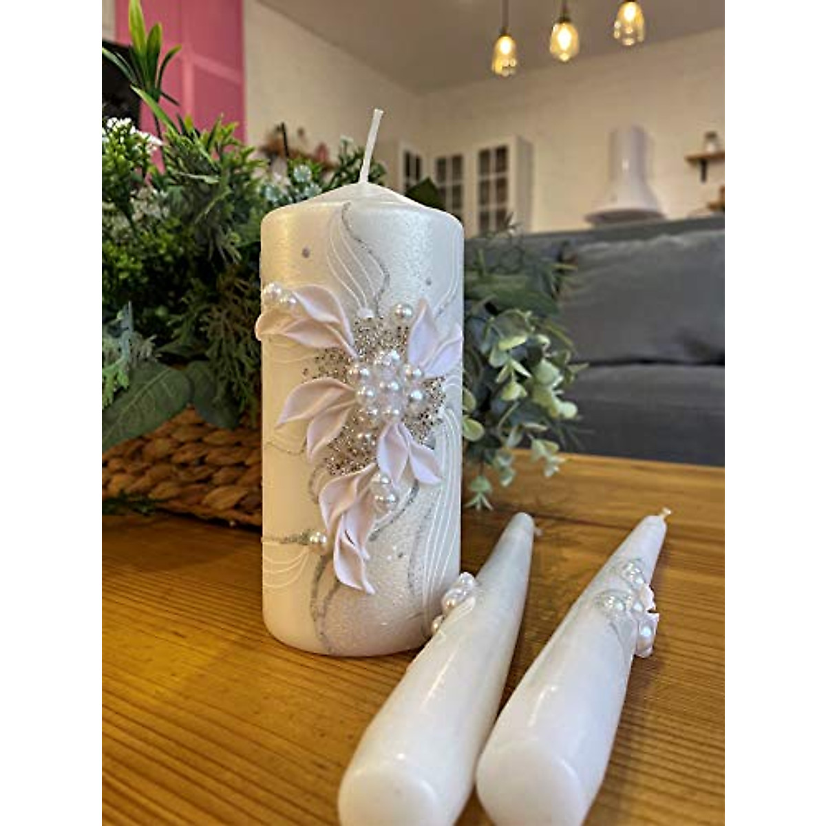 Magik Life Unity Candle Set for Wedding - Wedding Accessories for Reception and Ceremony - Candle Sets - 6 Inch Pillar and 2 10 Inch Tapers - Decorative Pillars White