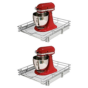 DINDON 1 Tier Pull Out Cabinet Organizer (14" W x 21" D) Heavy-Duty Metal Sliding Drawer Shelf, Slide Out Wire Basket for Kitchen Cabinets, Pantry, Bathroom, Chrome Finish…