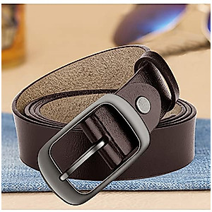 West Leathers [2 Pack Women's Genuine Leather Belts, Fashion Cowhide Waist Belt with Pin Buckle for Jeans Pants and dresses
