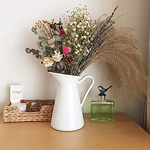 LEUEE 60Pcs Natural Dried Flowers Pampas Grass Phragmites Communis Bouquet Dried Reed Grass Plumes Dried Flowers for Wedding Vase Indoor Home Garden Party Arrangements Art Craft