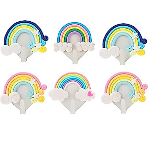Cabilock 10Pcs Clouds Star Rainbow Storage Hooks Adhesive Wall Hooks Sundries Hooks Wall Mounted Key Coat Hat Hanger for Bathroom Living Room Bedroom