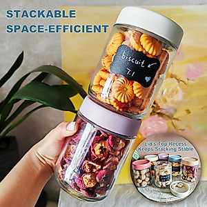 6 Pack 16oz Overnight Oats Containers with Lids Wide Mouth Mason Salad Jars Glass Food Storage Containers for Snacks Yogurt Spice Sugar Meal Prep with Stickers and Marker