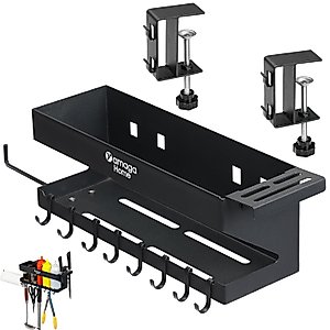 yamagahome Griddle Caddy, Grill Caddy for 28"/36" Blackstone Griddles, BBQ Caddy for Outdoor Grill Storage Organizer with Paper Towel Holder, Tool Holder & 8 J-Hooks, No Drilling, Space Saving