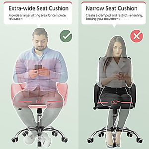 Yaheetech Faux Leather Office Chair Modern Vanity Chair Ergonomic Adjustable Makeup Chair with Padded Armrests Big Seat for Office, Study, Home, Pink