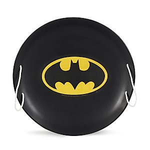 Slippery Racer ProDisc 26 Inch Heavy Duty Aluminum Iron Alloy Metal Kids Winter Saucer Snow Sled with Dual Riveted Soft Grip Rope Handles (Batman)
