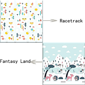 SEVNPRIME 59in x 71in x 0.4in Double-Sided XPE Cartoon Play Mat - Portable, Foldable, BPA-Free, Extra Thick, Waterproof Activity & Crawling Mat for Babies and Toddlers, Ideal for Home Use