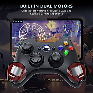 Gamrombo Wireless Controller for Xbox 360, PC Game Controller with Receiver 2.4GHz Gamepad Joystick Controller Compatible with Microsoft Xbox 360/Slim, Windows 7/8/10/11
