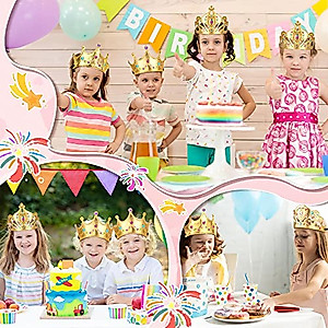 Yaomiao 66 Pieces Foam Princess Tiaras DIY Crowns Kids Party Favors Craft Crystal Diamond Sticker Girls Making Your Own Tiara (Gold)