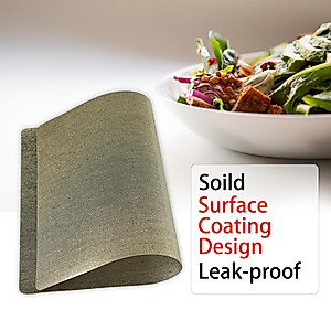 Snowkingdom Gold Placemats Set of 8, 17.7 x 11.8IN Metallic Pressed Vinyl Placemats, Non-Slip Heat-Resistant Washable PVC Solid Table Place Mats for Dinner Table Decoration(Brushed Gold Textured)