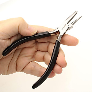 The Beadsmith Concave (Hollow)/Round Nose Piers – Wire Looping and Wire Bending Plier – 5 inches (127mm) – Steel Head & Double Leaf Springs – European Design & Quality – Tool for Jewelry Making