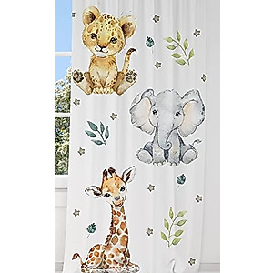 Baby Safari Animals Baby Boy Room Curtain Nursery Curtains Window Curtains (Pair of - 28" x 63")