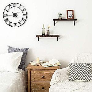 Dahey Wall Mounted Floating Shelves Set of 2 Rustic Wood Wall Shelves Display Ledge Storage Rack 17 inch for Bedroom Living Room Bathroom Kitchen Office,Brown