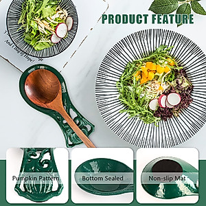 MINLUFUL Spoon Rest Holder for Stove Top, Sturdy and Unbreakable Cast Iron Spoon Rest Ladle Holder for Kitchen Counter, Keep Stovetop Countertop Clean, Pumpkin Green