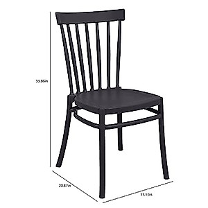 CangLong PP School House Back Armless Dining Side Chair for Dining, Living Room,Bedroom, Kitchen, Set of 2, Black
