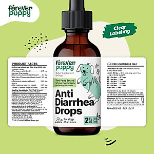 Anti-Diarrhea Liquid Drops for Dogs - Diarrhea Relief Drops - Fiber Supplements w/Psyllium Husk - Prebiotics for Dogs' Digestive Support - Dog Food Supplements for Firmer Stool & Gut Health - 2 oz