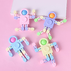 Eerrhhaq 20 Pcs Funny Sensory Fidget Toys,Transformable Chain Robot Finger Toy,Stress Relief Fingertip Gyro Toys for Party Favors,Gifts,Classroom Supplies Prizes