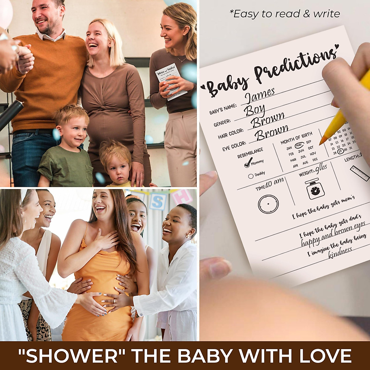 STOFINITY Baby Prediction Cards - Baby Shower Advice Cards for Parents To Be, Advice and Wishes Cards Baby Shower Game, Baby Predictions Box Guessing Activities Baby Shower Decorations (5x7)