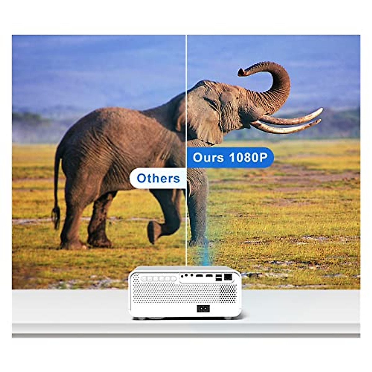 DROOS Mini Projector for Movies HQ7 7000 Lumens Led Projector Android Portable Beamer 1080P Full HD Home Cinema 300‘' Screen (projectors)