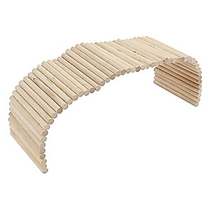 Pet Hideout Bridge,Wooden Rodents Chewing Climbing Tunnel Small Animal Bendy Bridge Ramp Hut Hideout for Guinea Pigs Ferrets Hedgehogs Chinchillas and Other Rodents