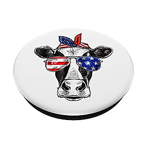 Cow with bandana flag american awesome PopSockets PopGrip: Swappable Grip for Phones & Tablets