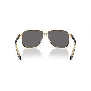 Versace Man Sunglasses Gold Frame, Dark Grey Mirror Silver Polarized Lenses, 59MM