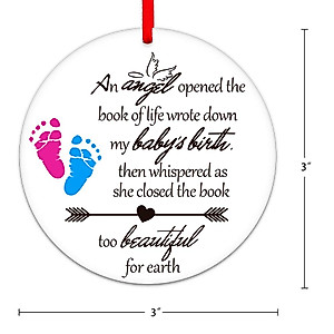 FaCraft Baby Christmas in Heaven Ornament,3" Memorial Ornaments for Loss of Loved One Kids,Footprint Baby's Angel Birth Christmas in Heaven,in Loving Memory of Baby Angel Ornament