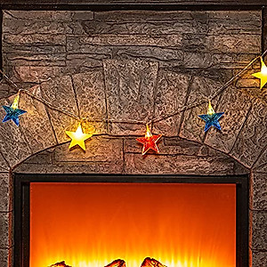 Dazzle Bright Independence Day String Star Lights, 9.5 Feet The Fourth of July 18 LED American Stars Battery Powered Red White Blue Memorial Day Patriotic Decoration for Indoor and Outdoor (1)