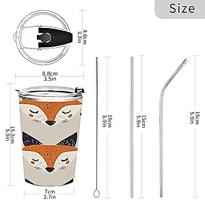 Wassud Cartoon Fox 20 oz Tumbler with Lid and Straw Stainless Steel Double Wall Vacuum Tumblers Insulated Travel Coffee Mug for Cold and Hot Drinks