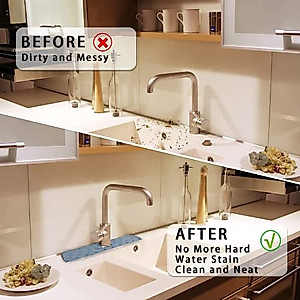 Pouchouse Sink Splash Guard 3 Pack-Faucet Mat for Kitchen-Kitchen Gadgets-Drying Mat For Kitchen Protectors-Sponge Holder-Under sink Mats For Kitchen Waterproof(Black Grey).