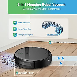 Robot Vacuum Mop Combo with WiFi/App/Alexa, Robot Vacuum Cleaner, Tangle-Free Suction, Robotic Vacuum Cleaner, Self-Charging, Slim, Quiet, Vacuum Robot Cleaner and Mop for Pet Hair/Carpet/Hard Floor