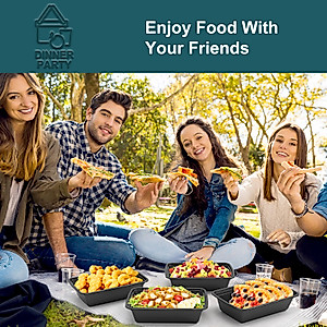 WGCC Meal Prep Containers Reusable - 50 Pack Food Storage Containers with Lids 16 oz - Disposable To Go Food Containers, BPA Free, Stackable, Microwave/Dishwasher/Freezer Safe, Black