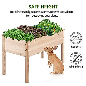 Yaheetech 2pcs Raised Garden Bed 48x24x30in Elevated Wooden Horticulture Planter Box with Legs Standing Growing Bed for Gardening/Backyard/Patio/Balcony, Wood