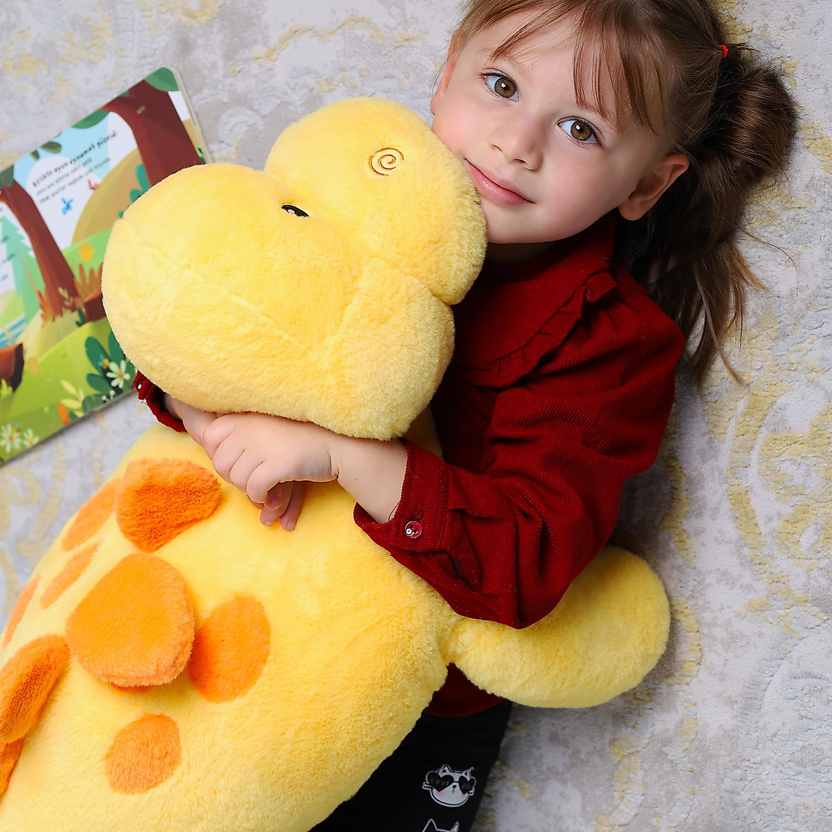 Stroceax 25" | 4 Pounds Yellow Dinosaur Weighted Stuffed Animals - Weighted Stuffed Animal for Anxiety - Big Cute Dino Plush Toy Throw Pillow Gifts for Kids & Adults (Yellow - 4 lbs)