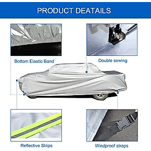 KouKou Truck Cover Waterproof All Weather, 6 Layers Full Pickup Outdoor Cover Length up to 232 inches,Universal Fit Toyota Tacoma, Chevy Silverado, GMC Sierra, Dodge Dakota etc.