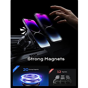 LISEN Fits MagSafe Car Mount for iPhone Holder [20 Strongest Magnets] Magnetic Phone Holder for Car Vent Car Accessories Cell Phone Holder Mount for iPhone 14 13 12 Pro Max Mini Plus MagSafe Case