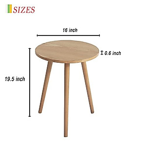 AWASEN Side Table Round, Small Accent Table Nightstand Modern End Table for Living Room Bedroom Office Small Spaces, 16''D x 19.5''H(Natural Walnut)