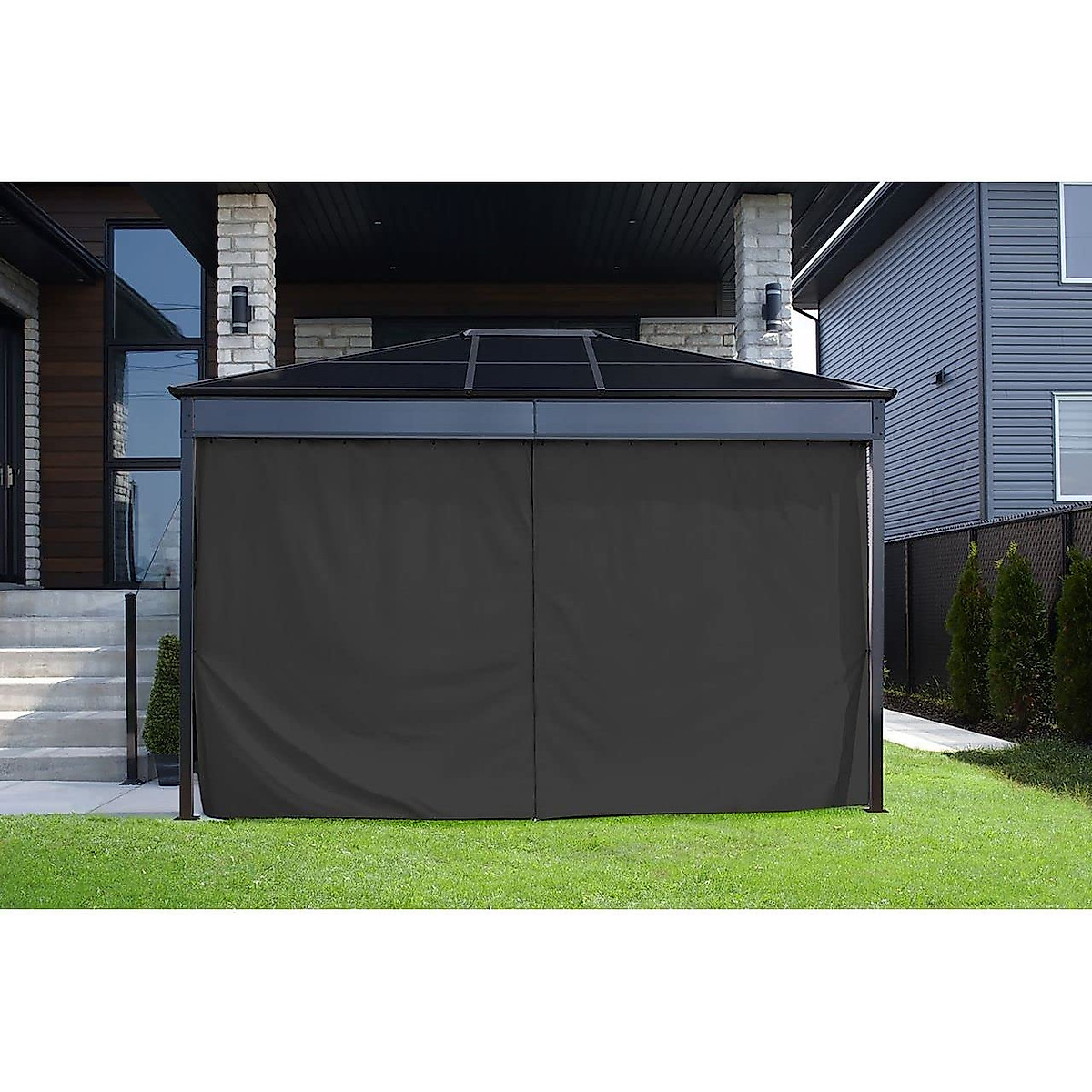 Sojag Accessories Set of 4 10' x 12' Polyester Outdoor Curtains for Diani Gazebo Sun Shelter, Black