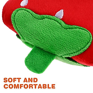 POPETPOP 2Pcs Dog Plush Squeaky Toys - Soft Strawberry Shape Interactive Puppy Chew Toy Stuffed Strawberry for Dogs Teething, Playing, Chewing for Holiday Christmas