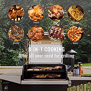 Z Grills 8 in 1 Wood Pellet Grill & Smoker with PID Controller, 572 Sq In Cooking Area, Direct Flame Access, 600D3E