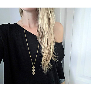 Fesciory 6 PCS Long Pendant Necklace for Women, Gold Bar Circle Leaf Triangle Tassel Y Necklace Set(Set 2)